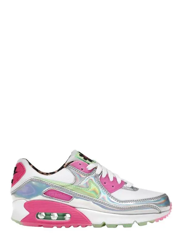 Nike Air Max 90 Lx Daisy Leopard Iridescent - White/illusion Green/laser Fuchsia