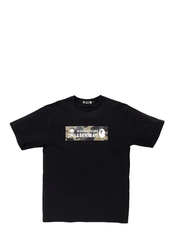 A BATHING APE X Mastermind Japan Camo Logo Tee Shirt - Black/green