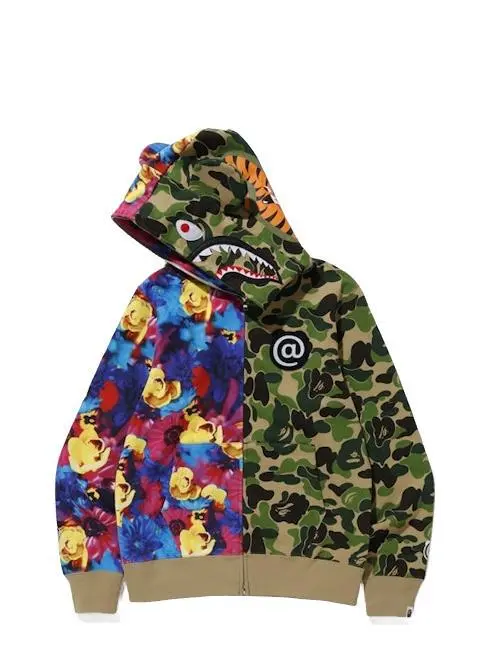 BAPE X Mika Ninagawa Bear Shark Full Zip Hoodie - Green