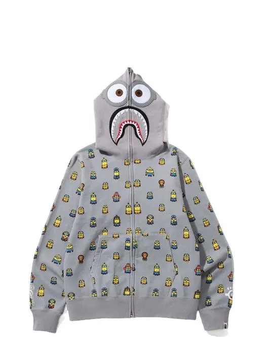BAPE X Minions Shark Full Zip Hoodie - Grey