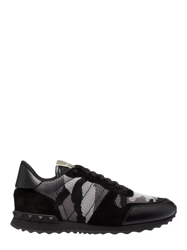 Valentino Garavani Rockrunner Camouflage Sneakers - Black/white/grey