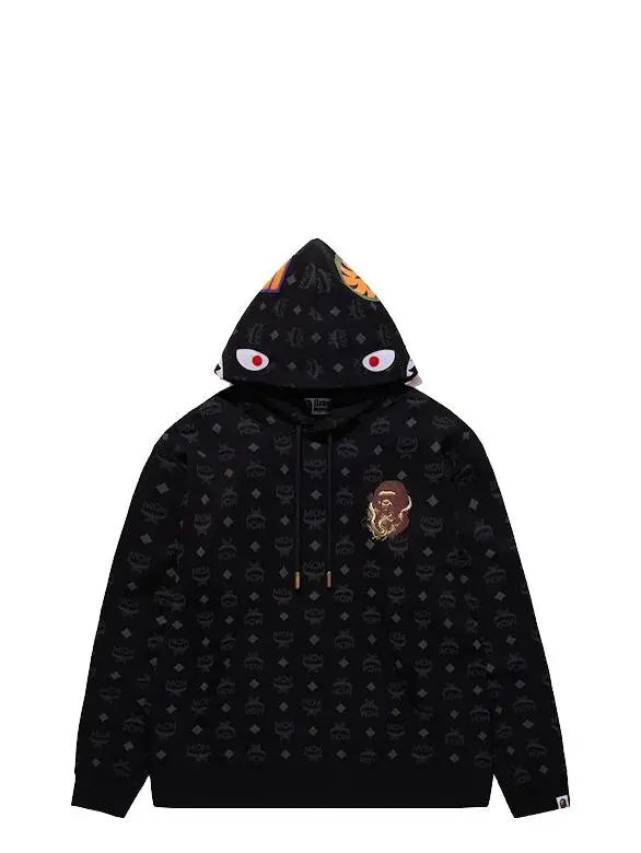 A BATHING APE X Mcm Shark Pullover Hoodie - Black