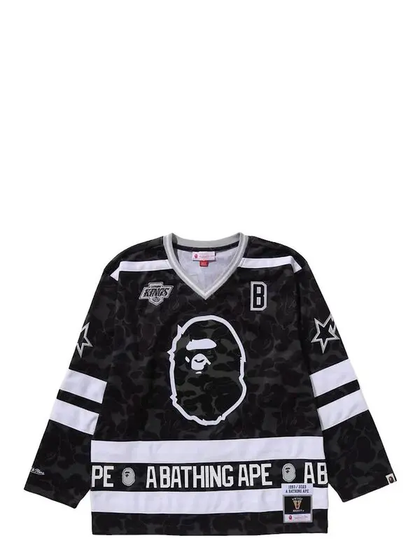 A BATHING APE X Mitchell & Ness Nhl Los Angeles Kings Mesh Hockey Jersey - Black