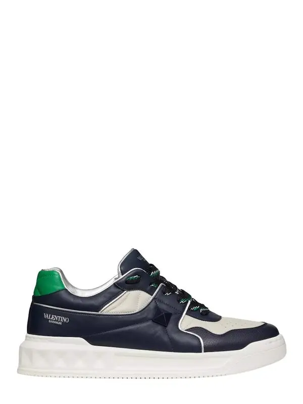 Valentino Garavani One Stud Low-top Sneakers - Marine/white/bright Green
