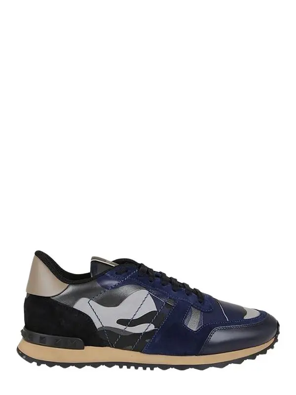 Valentino Garavani Rockrunner Camouflage Sneakers - Black/navy Blue/beige