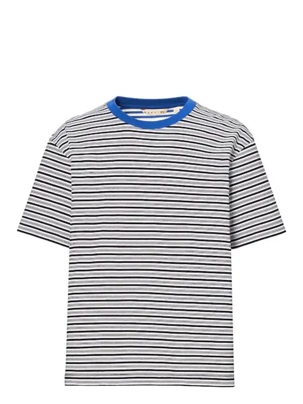 Uniqlo X Marni Border Crewneck Sweat-shirt T-shirt - Blue