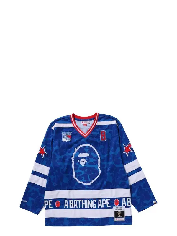 BAPE X Mitchell & Ness Nhl New York Rangers Mesh Hockey Jersey - Blue