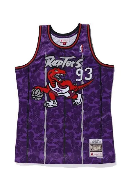 BAPE X Mitchell & Ness Raptors Camo Basketball Swingman Jersey - Purple