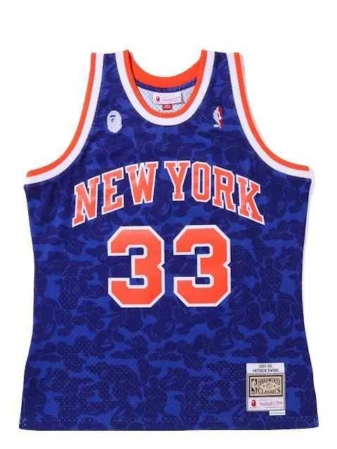 A BATHING APE X Mitchell & Ness New York Knicks Ewing Jersey - Blue