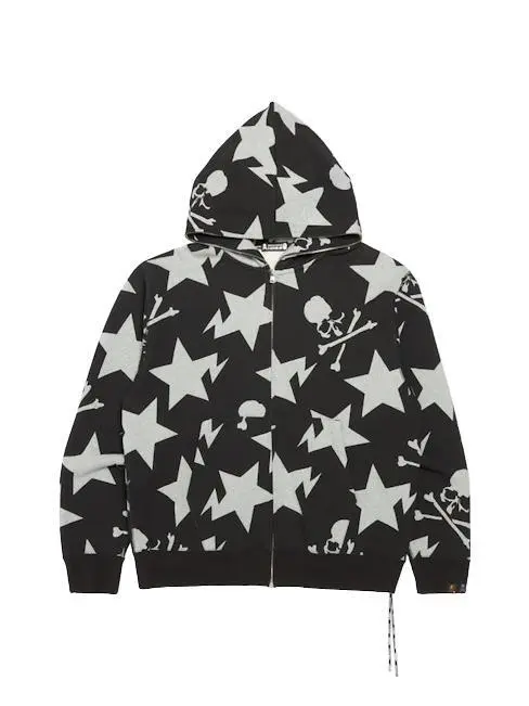 BAPE X Mastermind 11th Anniversary Sta Pattern Relaxed Full Zip Hoodie - Black