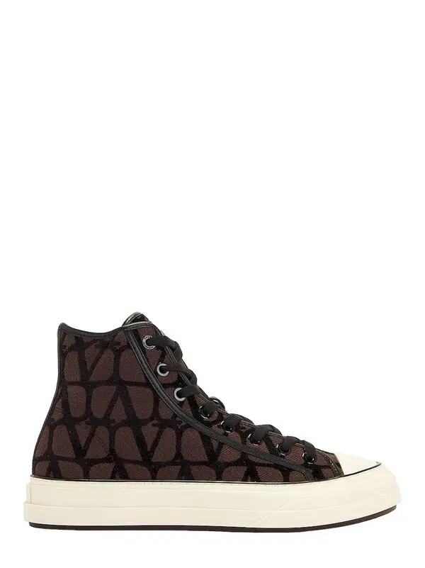 Valentino Garavani Toile Iconographe Totaloop High-top Sneakers - Brown/black