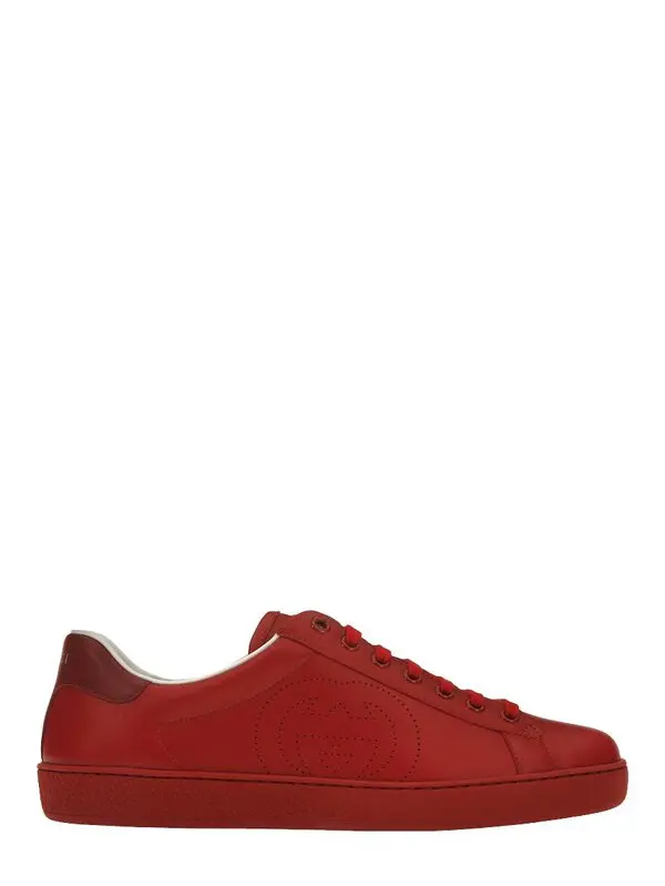 Gucci Ace Perforated Interlocking G Sneakers - Red