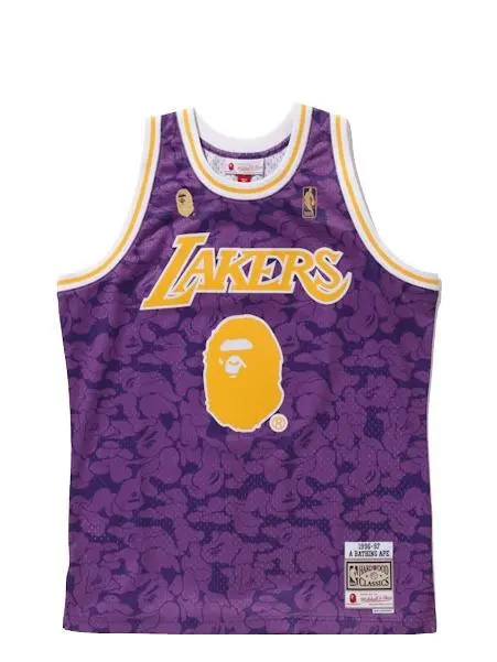 BAPE X Mitchell & Ness Lakers Abc Basketball Swingman Jersey - Purple