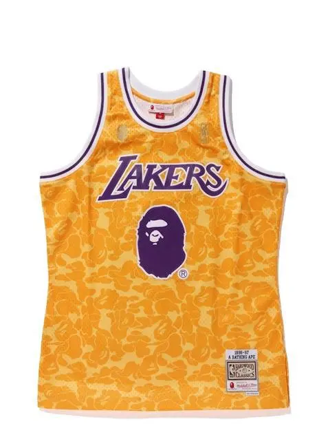 BAPE X Mitchell & Ness Lakers Abc Basketball Swingman Jersey - Yellow