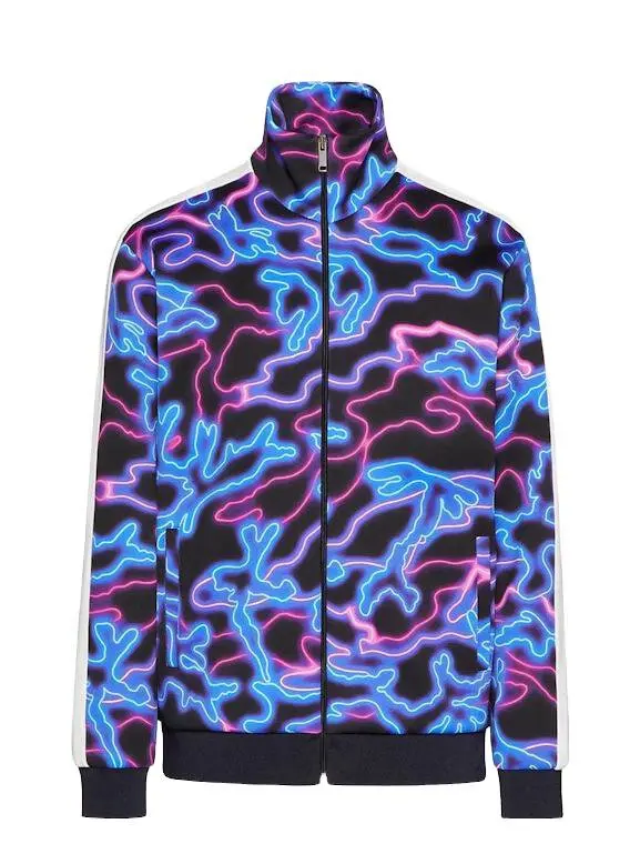 Valentino Garavani All Over Neon Camou Print Zip Sweatshirt - Blue