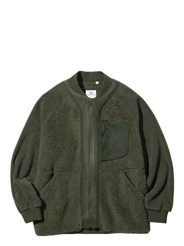 Uniqlo Fleece Oversized Longsleeve Jacket - Olive
