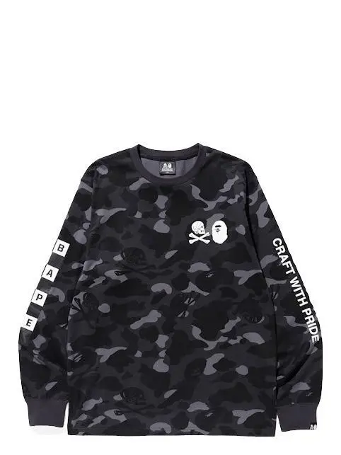A BATHING APE X Neighborhood Camo Long Sleeve Tee Shirt - Black