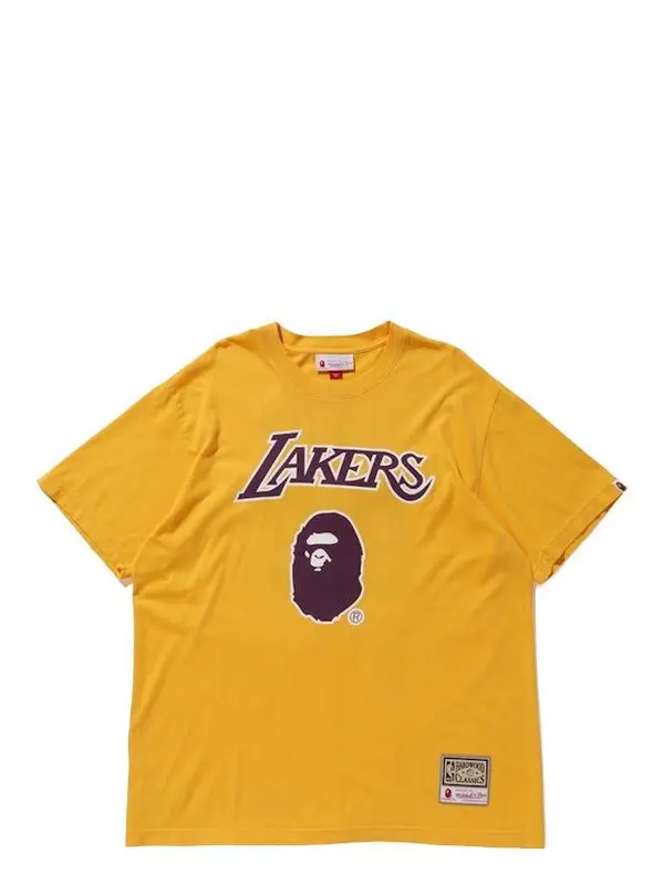 A BATHING APE X Mitchell & Ness Lakers Tee Shirt - Yellow