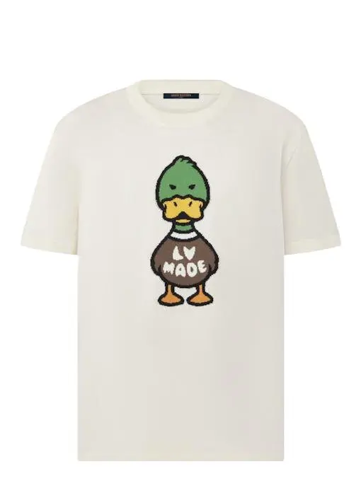 LOUIS VUITTON X Nigo Intarsia Jacquard Duck Shortsleeved Crewneck - Off White