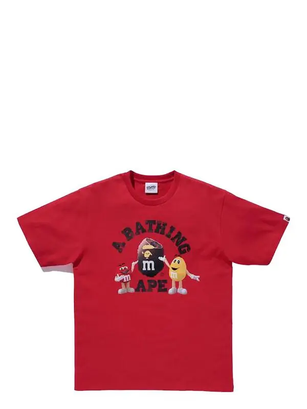 A BATHING APE X M&m's College Tee Shirt - Red