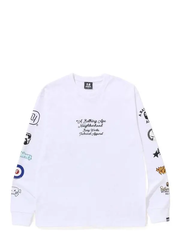 A BATHING APE X Neighborhood Long Sleeve Tee Shirt - White
