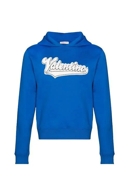 Valentino Garavani Embroidered Logo Popover Hoodie - Blue