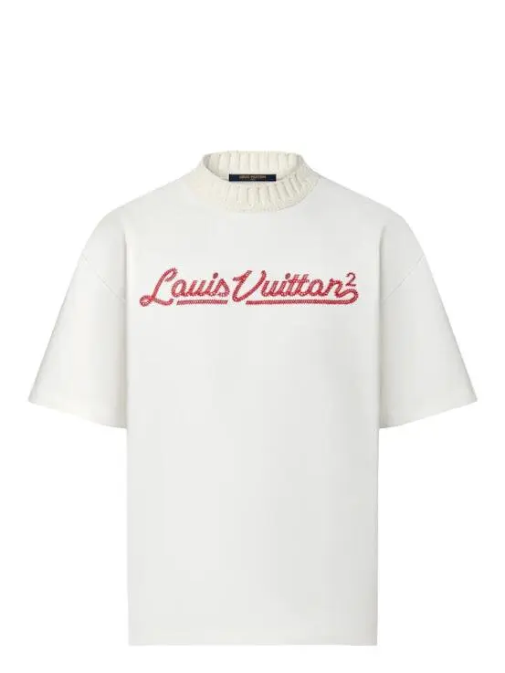 LOUIS VUITTON X Nigo Embroidered Mockneck Tee Shirt - White