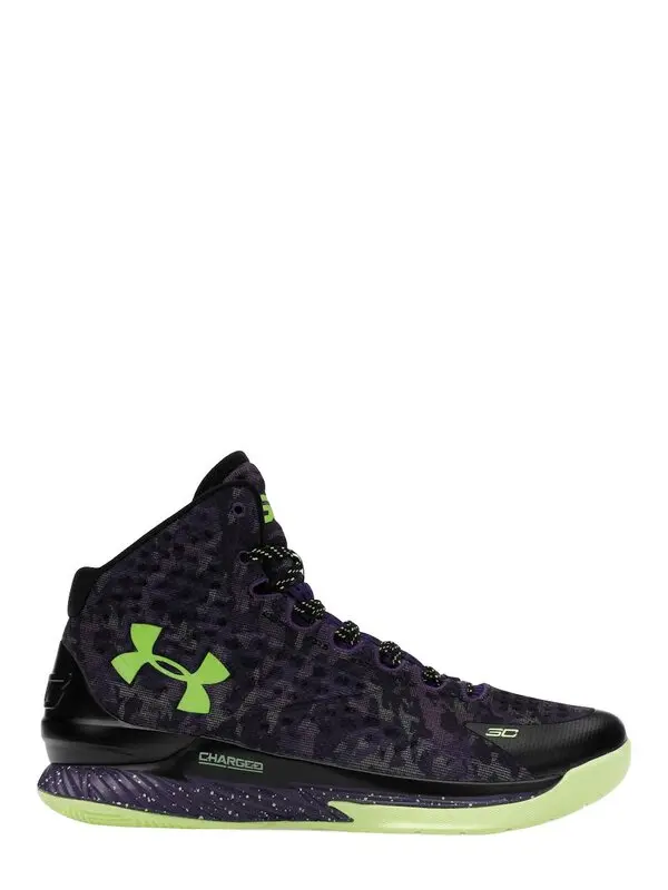 Under Armour Curry 1 Retro Dark Matter Sneakers - Black/bright Green/purple