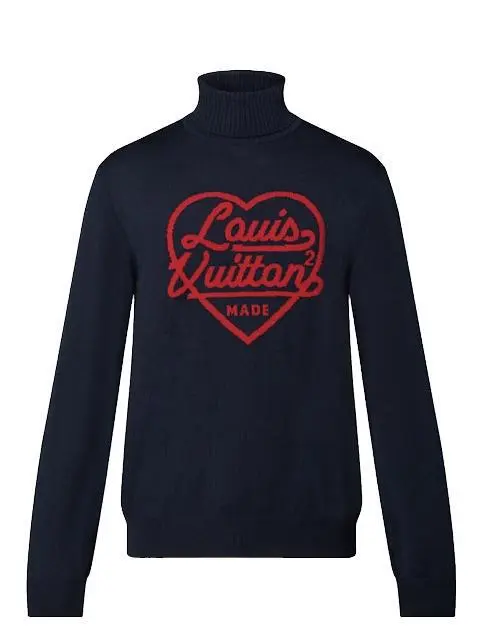 LOUIS VUITTON X Nigo Intarsia Heart Turtleneck - Dark Ocean
