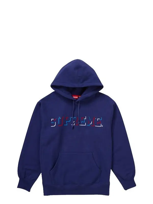 Supreme Drop Shadow Hooded Sweatshirt - Washed Navy Blue