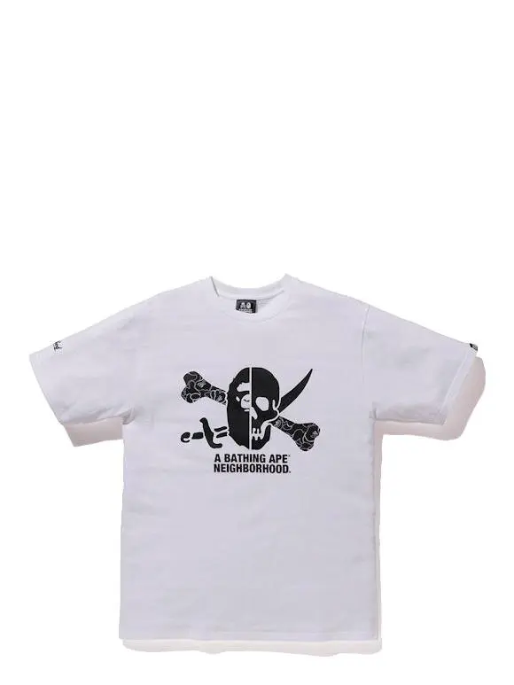 A BATHING APE X Neighborhood Ape & Skull Tee Shirt - White
