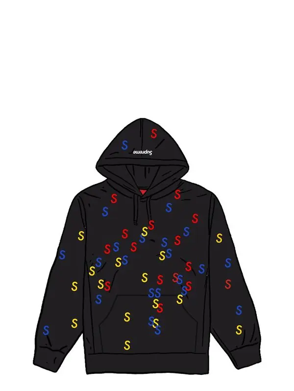 Supreme Embroidered Hooded Sweatshirt - Black