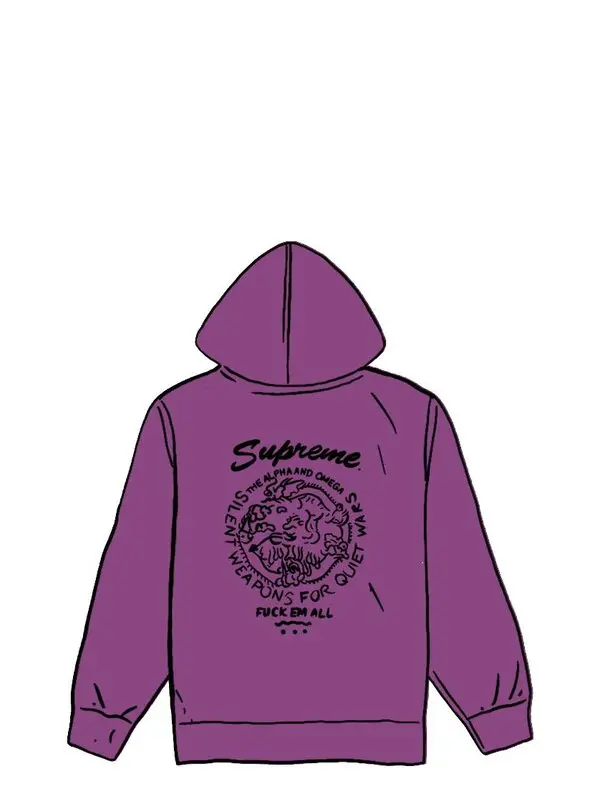 Supreme Dragon Overdyed Hooded Sweatshirt - Bright Purple