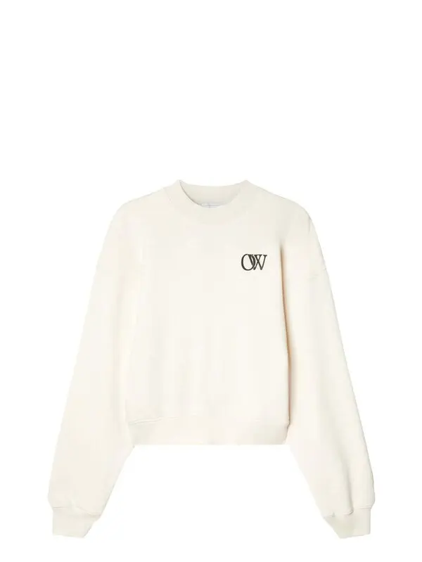 Off-White Owprint Cotton Sweatshirt - Cream White