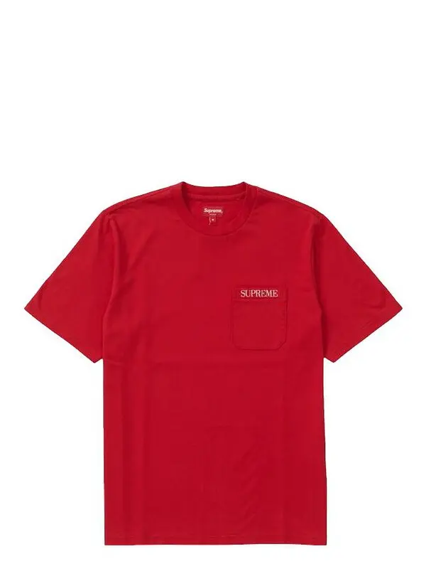 Supreme Embroide Pocket Tee Shirt - Red