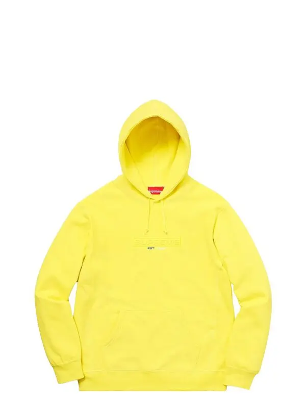 Supreme Embossed Logo Hooded Sweatshirt - Lemon
