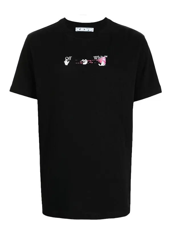 Off-White Pink Acrylic Arrow Slim Tee Shirt - Black