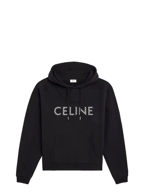 Celine Loose Fit Cotton Fleece Sweatshirt With Studs - Black/white
