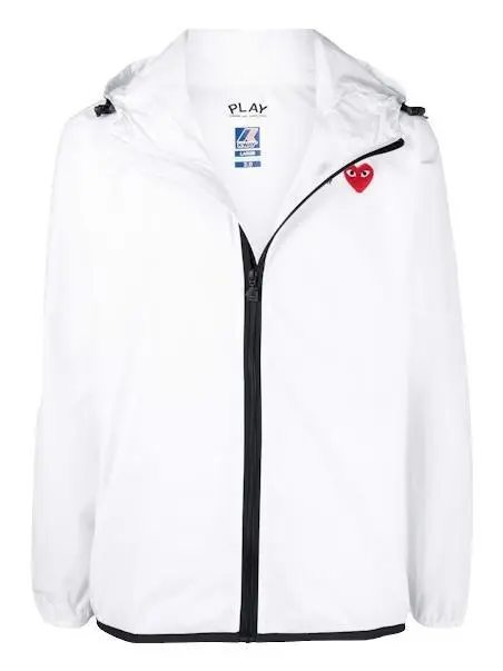 Play Comme Des Garcon X K Way Full Zip Packable Jacket - White