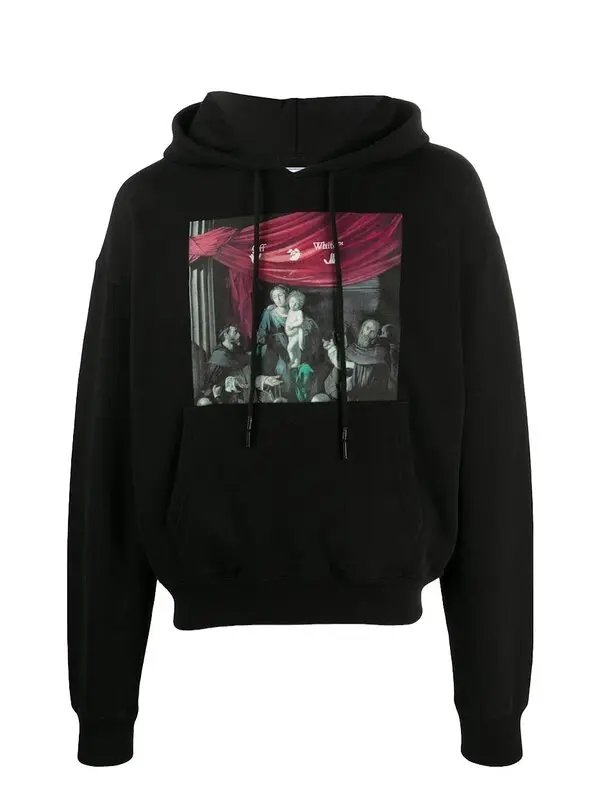 Off-White Oversize Fit Caravaggio Painting Hoodie - Black