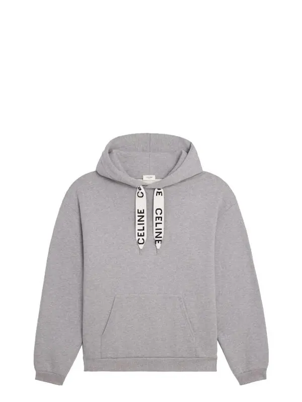Celine Loose Fit Cotton Fleece Sweatshirt - Light Grey