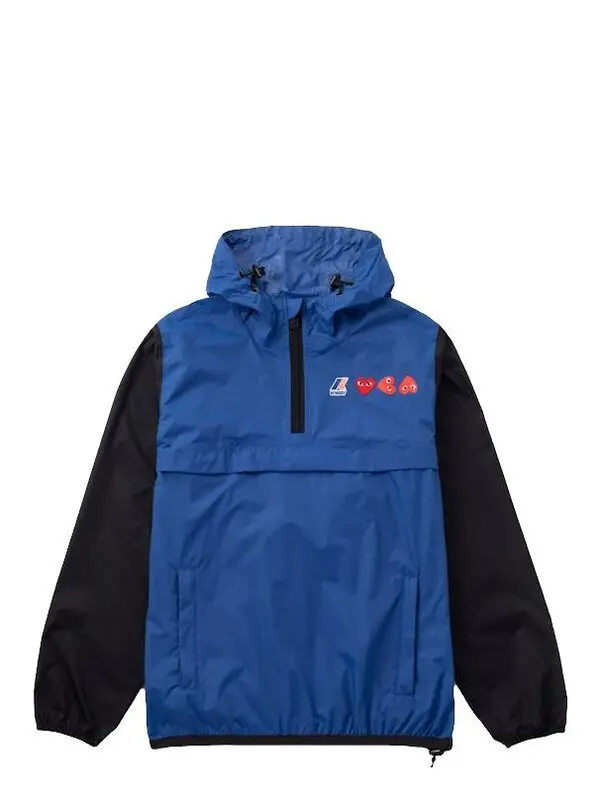 Play Comme Des Garcon X Kway Logos Half Zip Jacket - Blue Black