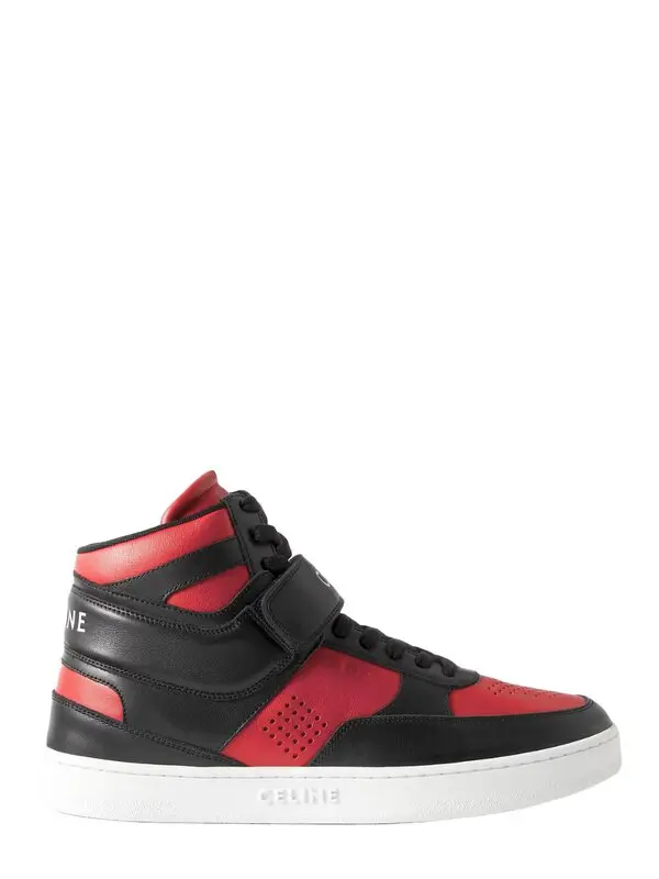 Celine Ct03 Leather Hightop Sneakers - Red/black/white