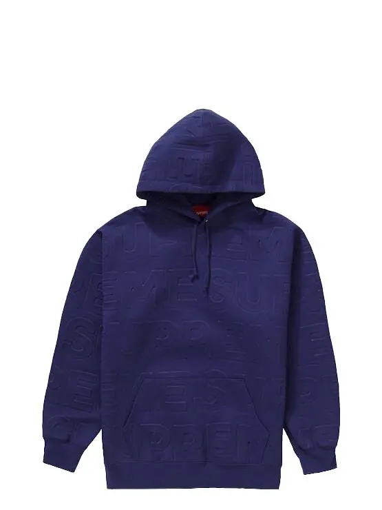 Supreme Embossed Logos Hooded Sweatshirt - Washed Navy Blue