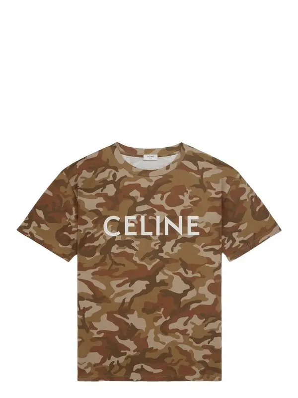 Celine Camo Washed White T-shirt - Camouflage