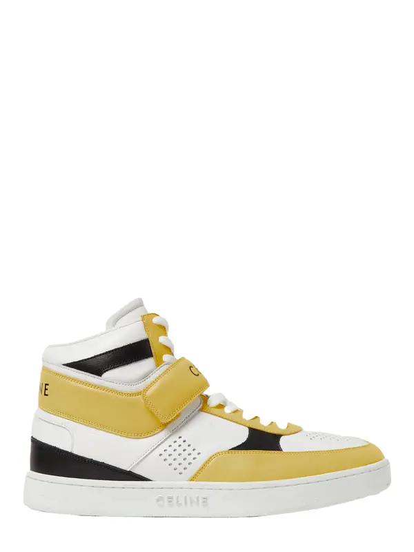 Celine Ct-03 Leather High-top Sneakers - Yellow/white/black