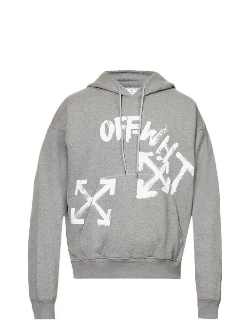 Off-White Paint Script Arrows Skate Hoodie - Grey/white
