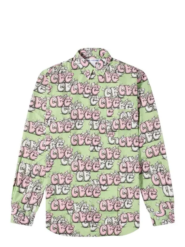 Comme Des Garçons Cdg Shirt X Kaws Classic Poplin Shirt - Green/pink