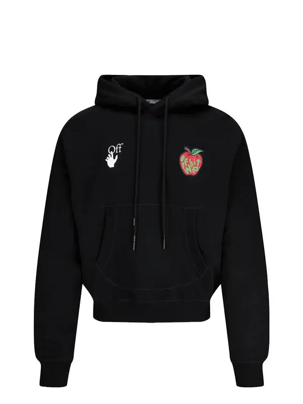 Off-White Oversized Apple Print Arrow Hoodie - Black