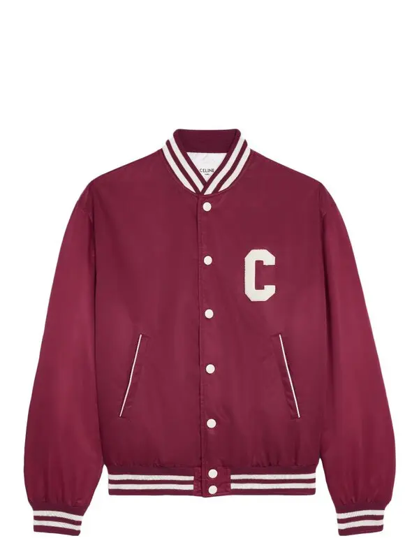 Celine Teddy Jacket In Nylon - Burgundy